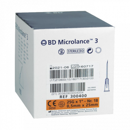 BD Microlance disposable needle 25G x 1 '' | Medi-Shop.gr