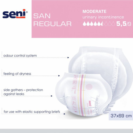 San Seni Regular anatomically shaped pads 37 x 69cm (30 pcs) | Medi-Shop.gr